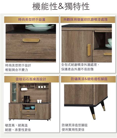 【綠家居】貝克 時尚5尺雲紋石面餐櫃收納櫃組合 綠家居直營店 樂天市場rakuten