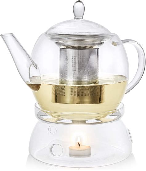 Teabloom Prague Glass Tea Maker And Warmer Set Large