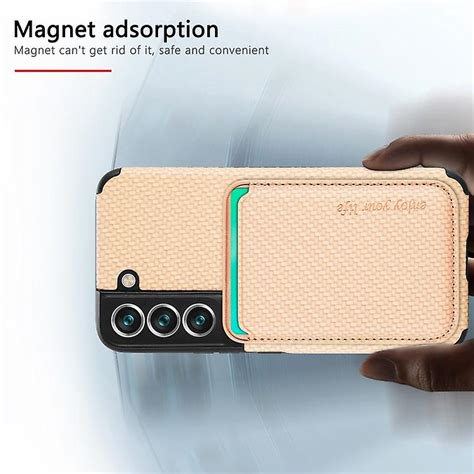 For Samsung Galaxy S22 Ultra 5g Carbon Fiber Leather Card Magsafe Phone