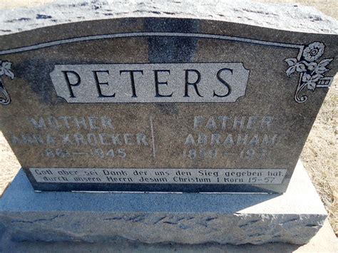 Anna Kroeker Peters 1861 1945 Find A Grave äreminne