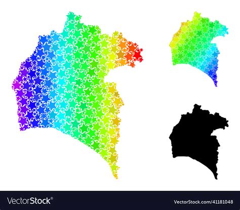 Spectral Colored Gradient Star Mosaic Map Vector Image