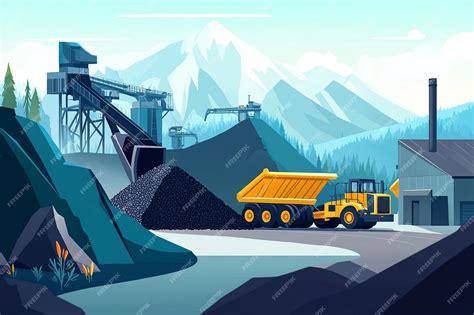 A Cartoon Illustration Of A Construction Site With A Crane In The