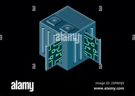 Isometric Futuristic Server Animation Isometric Database Or Data Center Abstract Blockchain