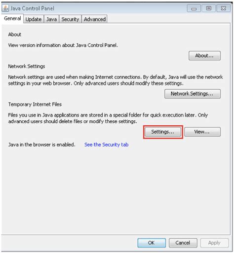 Java Control Panel With Settingshighlighted Fit Information Technology