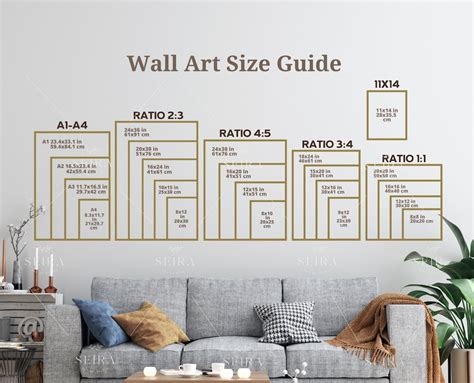 Wall Art Size Guide Standard Frame Sizes Guide Living Room Etsy Israel