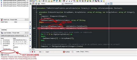 Delphi Dynamic Array Variable Is Not Showing In Local Variables Debug