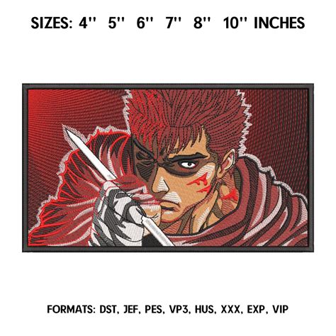 Berserk Embroidery Design File Guts Berserk Anime Embroider Inspire