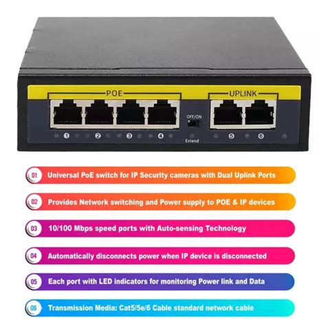 POE 4 8 CH Ethernet Network Switch HUB For IP Cameras Power Over