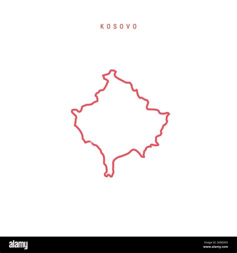 Kosovo Outline Map Kosovan Red Border Country Name Illustration
