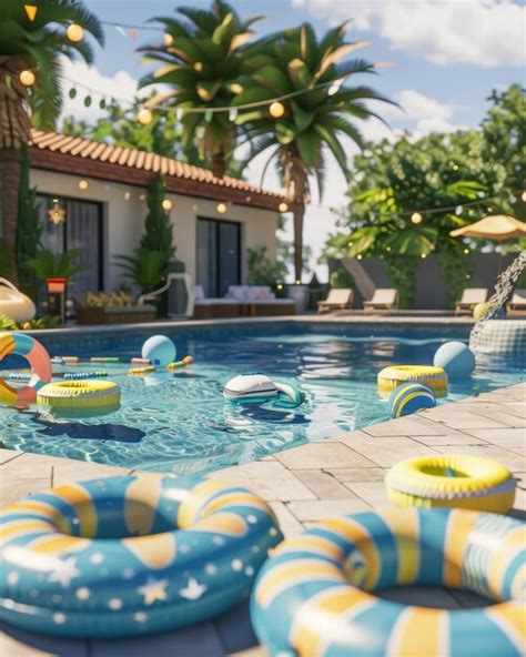 A Backyard Pool Party Invitation Background Premium Ai Generated Image