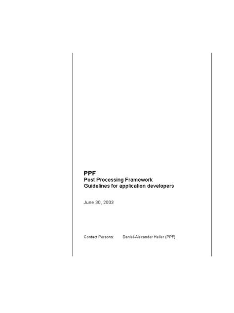 Post Processing Framework Ppf Guidelines For Application Developers
