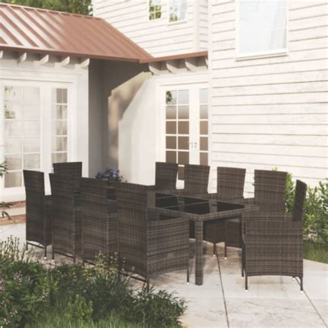 Vidaxl 11 Piece Patio Dining Set With Cushions Poly Rattan Black 1