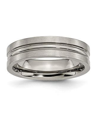 Chisel Titanium Brushed And Polished Grooved Wedding Band Ring Macys
