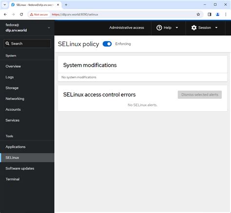 fedora 39 initial settings use admin console server world