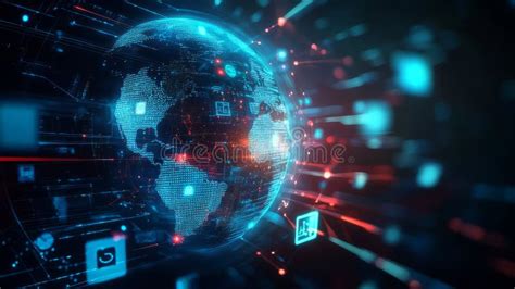 Digital Globe Illuminated By Vibrant Ai Icons Showcasing Global Connectivity And Technology