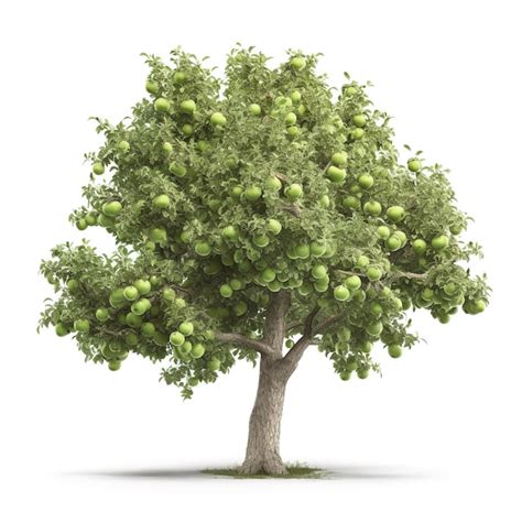 Premium Photo A Tree With Green Fruit And A White Background
