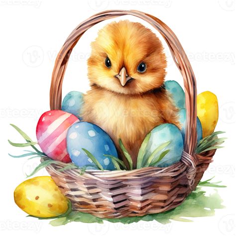 Adorable Chicks In A Springtime Easter Basket 44182115 Png
