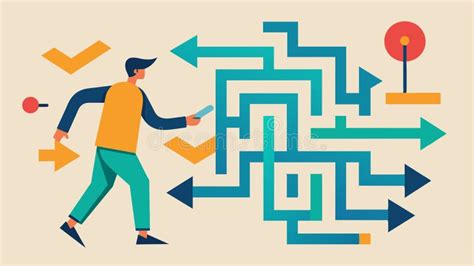 A Person Walking Through A Maze With Arrows And Obstacles As Part Of A