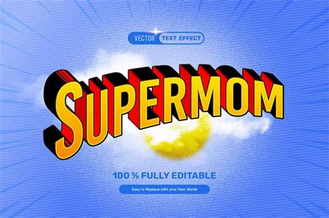 Premium Vector 3d Super Mom Text Effect