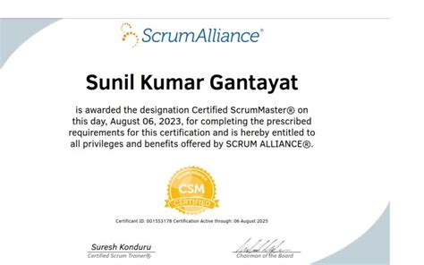 Sunil Kumar Gantayat Csm® On Linkedin Im Happy To Share That Ive Obtained A New Certification