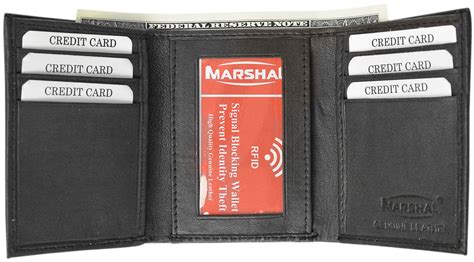 Marshal Wallet Rfid Blocking Mens Leather Slim Trifold Wallet With Box