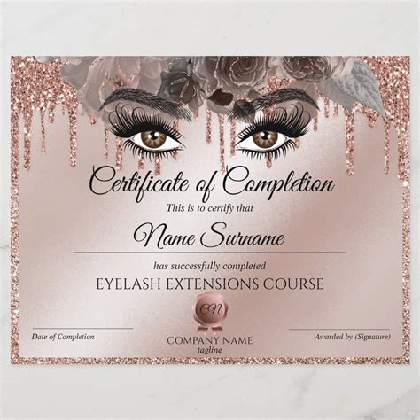Certificate Of Completion Award Lashes Course Zazzle Certificate Of