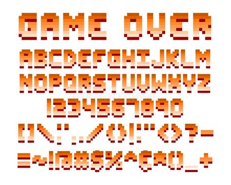 Pixel Retro Font Computer Game Design Vector Illustration Stock Vector