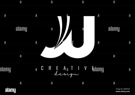 Creative White Letter Ju J U Logo With Leading Lines And Road Concept