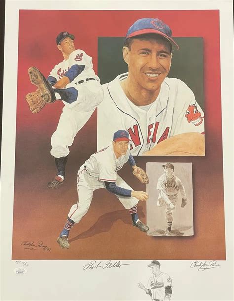 Bob Feller And Christopher Paluso Signed18x24 Artist Proof Lithograph 18