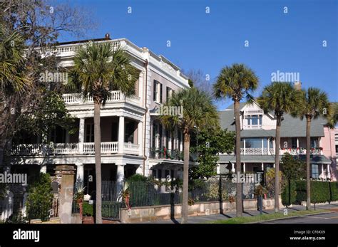 Mansion Overlooking Harbor In Historic Charleston South Carolina Stock
