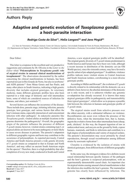 Pdf Adaptive And Genetic Evolution Of Toxoplasma Gondii A Host