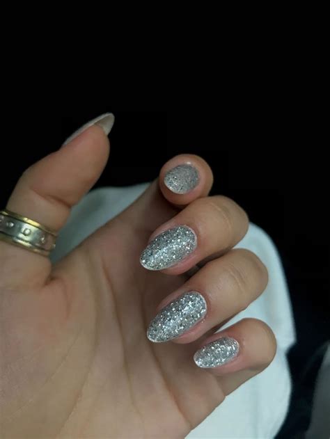 Shiny Silver Nails Silver Sparkly Nails Silver Nails Chunky Glitter