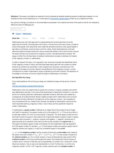 Impacts Of The Imaginary Number On Mathematics Pdf