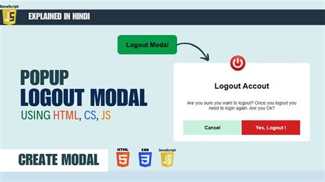 How To Make Logout Modal Popup Using Html Css Javascript How To Create A Modal Popup 🔥