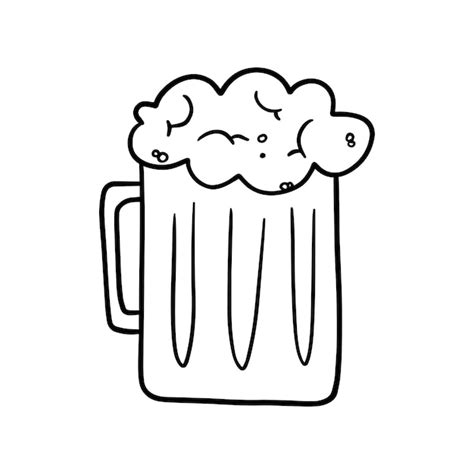 Premium Vector Glass Mug With Beer Alcoholic Drink With Foam Doodle