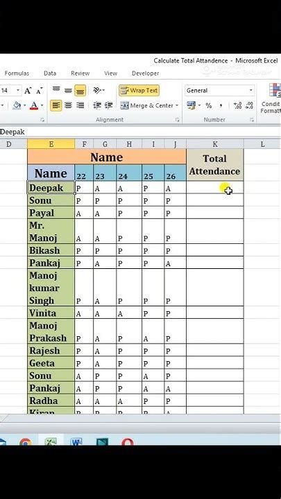 Countif Function In Excel I Countif Formula I Count Persent Absent