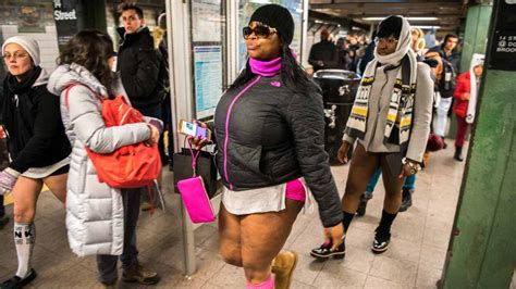 Photos Straphangers Strip Down For Annual No Pants Subway Ride In