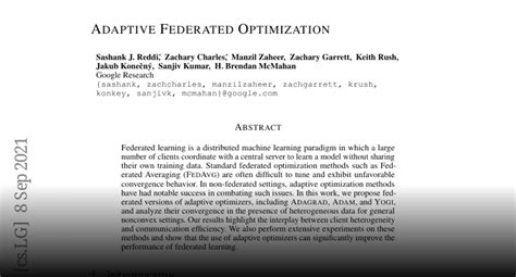 Paper Page Adaptive Federated Optimization