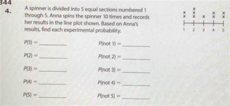 Solved 344 4 A Spinner Is Divided Into 5 Equal Sections Numbered 1