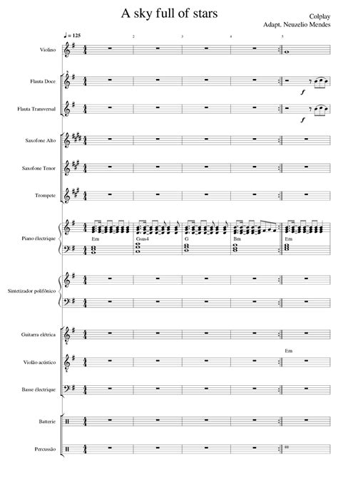 A Sky Full Of Stars Arr Neuzelio Mendes By Coldplay Sheet Music For