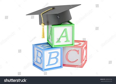 Education Concept Abc Cubes Graduation Cap Stock Illustration 483834166 Shutterstock