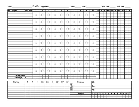 Baseball Score Sheet Printable King Printables