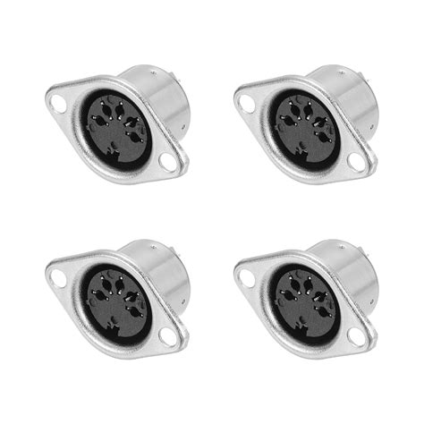 5 Pin Din Socket Female Jack Socket Connector Panel Mount Pack Of 4 Silver Tone