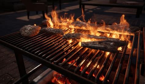 Premium Photo Grill With Fire