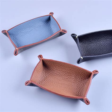 [업사이클링] 가죽공예diy 수업용키트 트레이 만들기 소품정리함 차키보관함 천연가죽 랜덤색 돌봄 방과후 센터 시니어 재활 수업 101box