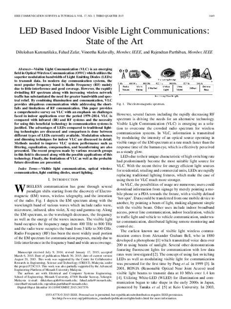 Pdf Led Based Indoor Visible Light Communications State Of The Art