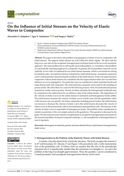 Pdf On The Influence Of Initial Stresses On The Velocity Of Elastic