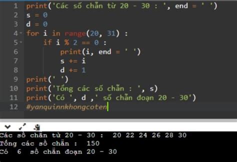 Python A Viết Chương Trình In Ra Các Số Chẵn Trong đoạn Từ 20 đến 30 B