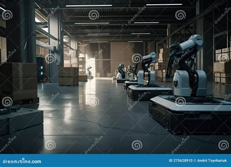 The Work Of An Automated Robot In Sorting And Transit Warehouses