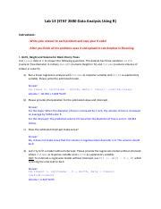 Lab Solution Pdf Lab Stat Data Analysis Using R